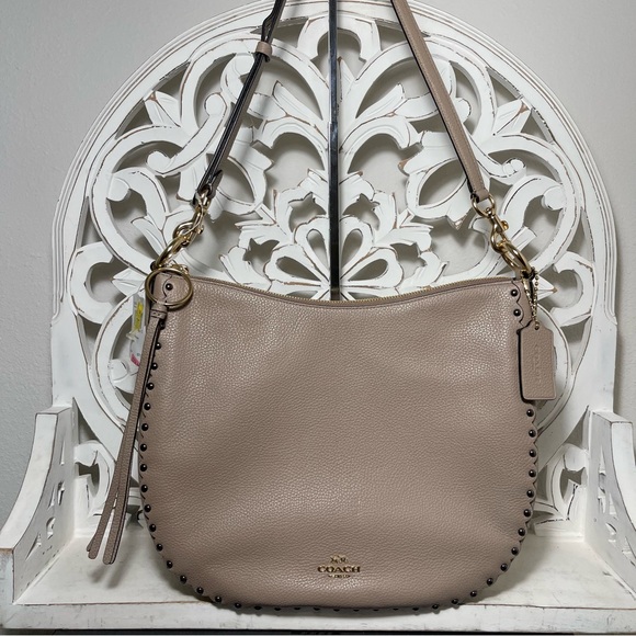 Coach | Bags | Coach Sutton Hobo Crossbody Scalloped Rivet Stone Pebble ...